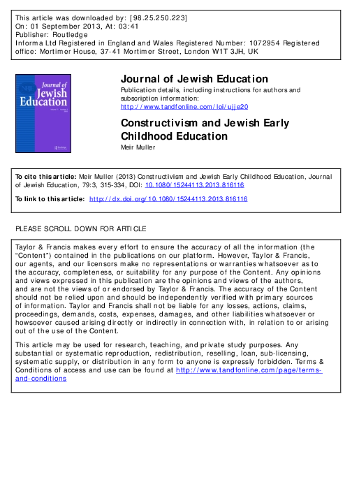 (PDF) Constructivism and Jewish Early Childhood Education