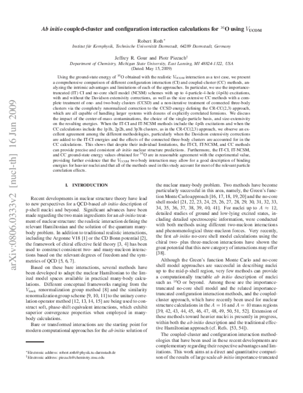 Pdf Ab Initio Coupled Cluster And Configuration Interaction