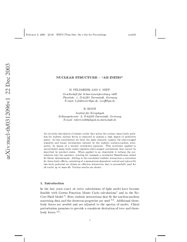 Pdf Nuclear Structure Ab Initio