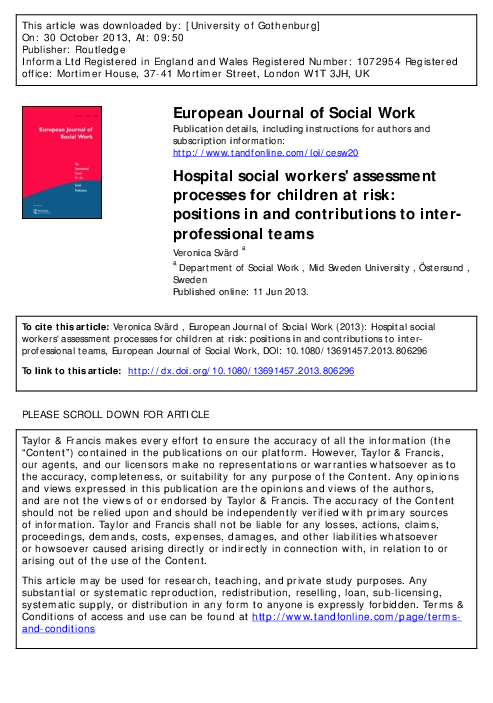 (PDF) Hospital social workers' assessment processes for children at ...