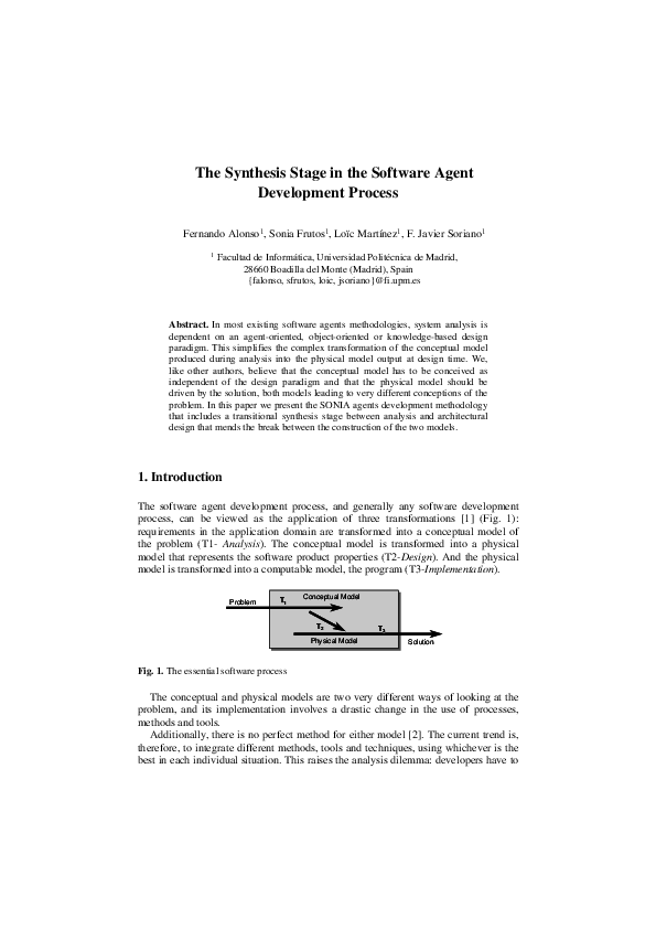 (PDF) The Synthesis Stage in the Software Agent Development Process