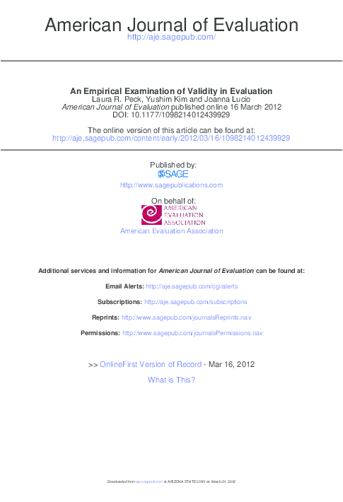 (PDF) American Journal of Evaluation An Empirical Examination of ...