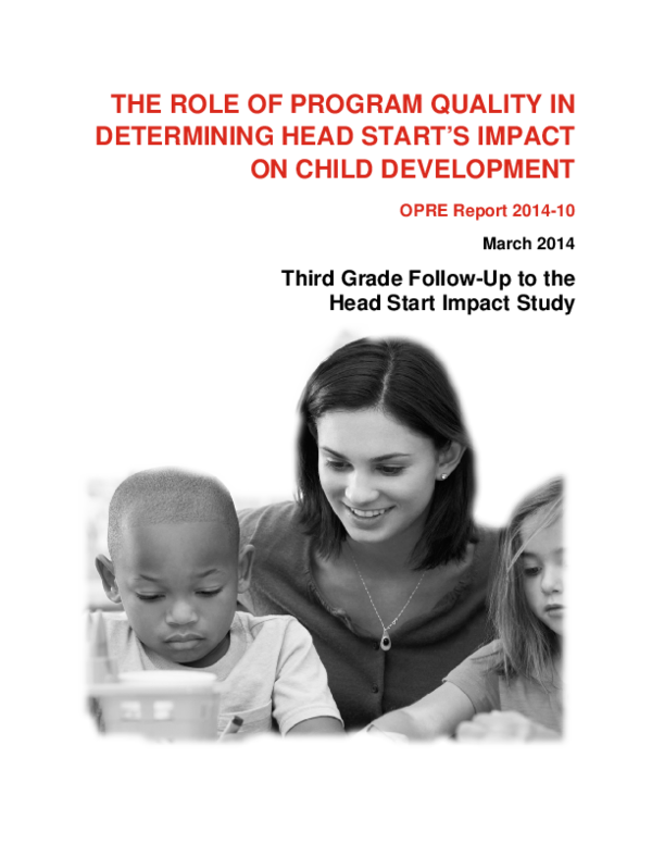 (PDF) THE ROLE OF PROGRAM QUALITY IN DETERMINING HEAD START'S IMPACT ON ...