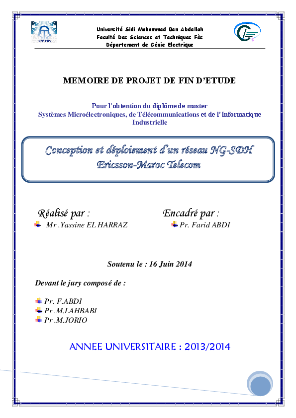 (PDF) Réalisé par : Encadré par : Conception et déploiement d'un réseau ...