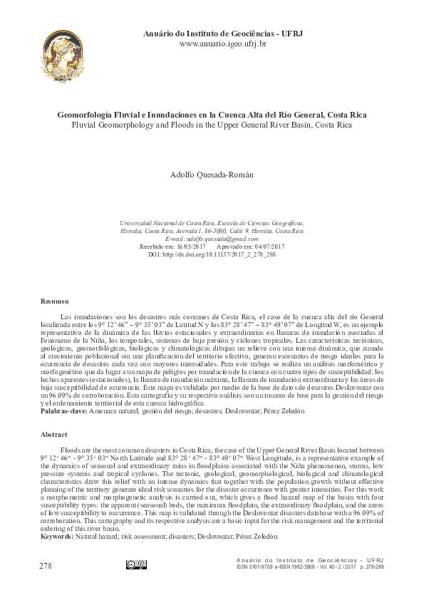 (PDF) Geomorfología Fluvial e Inundaciones en la Cuenca Alta del Río ...