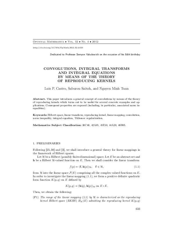 (PDF) The Laplace Transform Method for Volterra Integral Equations of the Second Kind | Dr. J. M ...