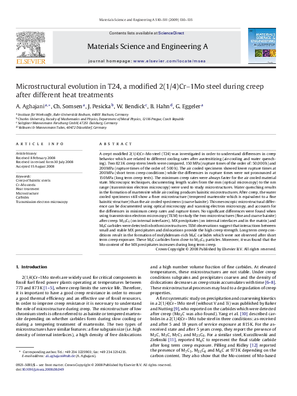 (PDF) Microstructural evolution in T24, a modified 2(1/4)Cr–1Mo steel ...