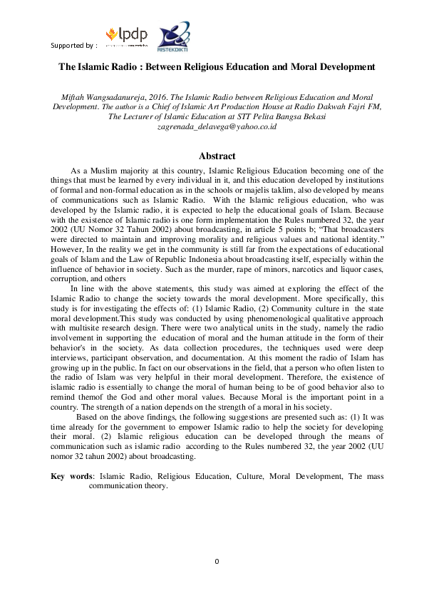 (DOC) The Islamic Radio : Between Religious Education and Moral Development