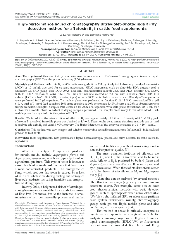 (PDF) High-performance liquid chromatography ultraviolet-photodiode array detection method for ...