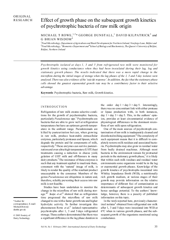 (PDF) Effect of growth phase on the subsequent growth kinetics of ...