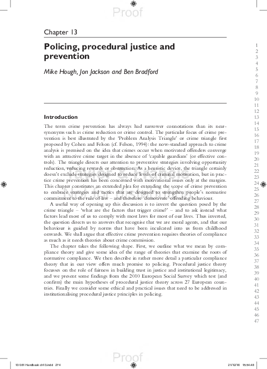 (PDF) Policing, procedural justice and prevention
