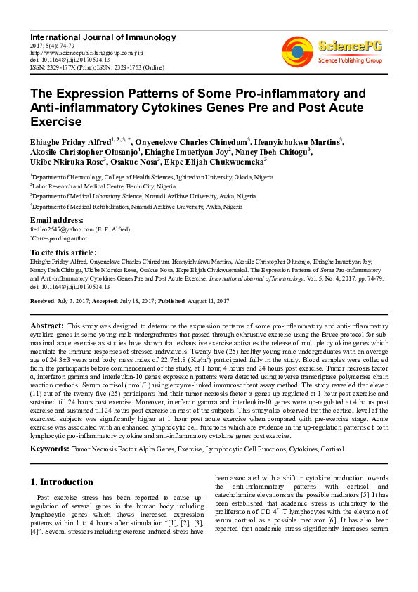 (PDF) The Expression Patterns of Some Pro-inflammatory and Anti ...