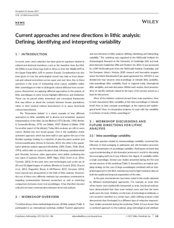 (PDF) Current approaches and new directions in lithic analysis ...