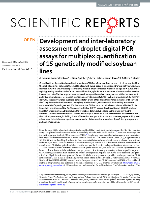 (PDF) Development and inter-laboratory assessment of droplet digital PCR assays for multiplex ...