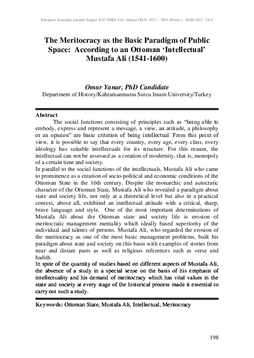 (PDF) The Meritocracy as the Basic Paradigm of Public Space: According ...