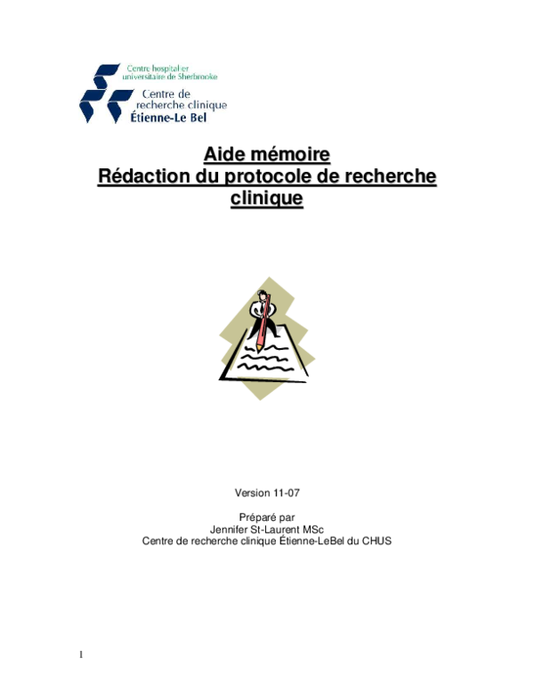 (PDF) Aide mémoire Aide mémoire Rédaction du protocole de recherche ...