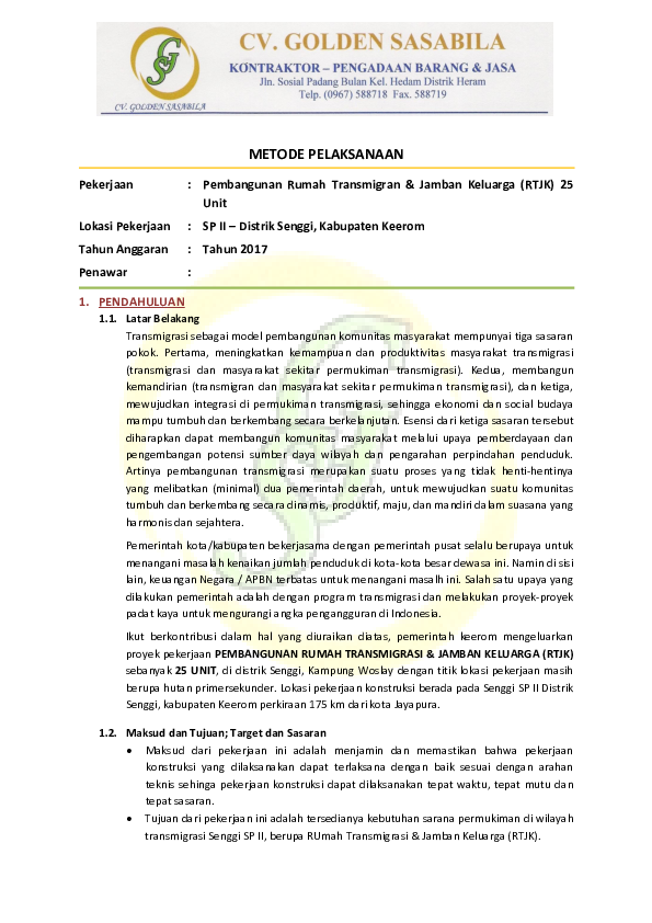 (PDF) METODE PELAKSANAAN RTJK 25 UNIT