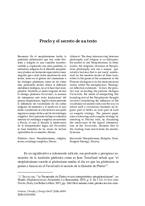 (PDF) Proclo y el secreto de un texto.pdf