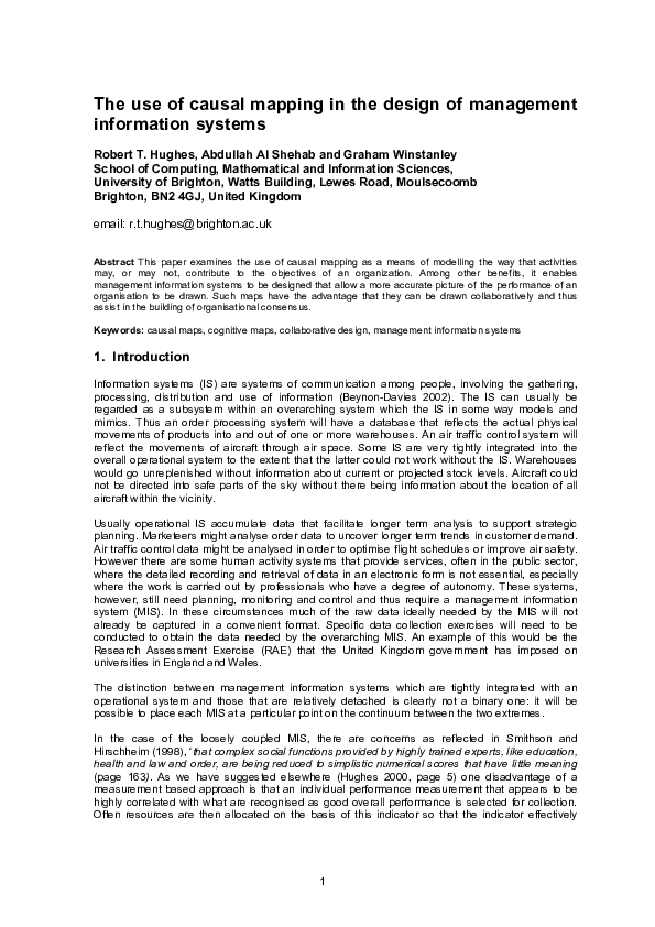 (PDF) The use of causal mapping in the design of management information systems