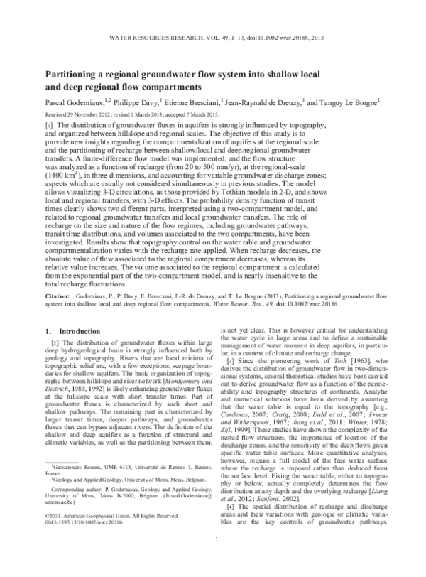 (PDF) Partitioning a regional groundwater flow system into shallow ...