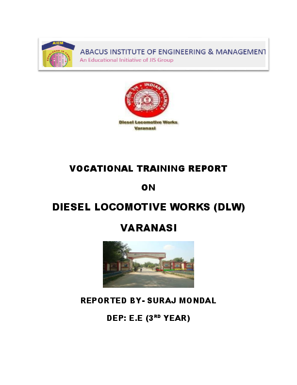 (DOC) DIESEL LOCOMOTIVE WORKS (DLW) VARANASI REPORTED BY-SURAJ MONDAL ...