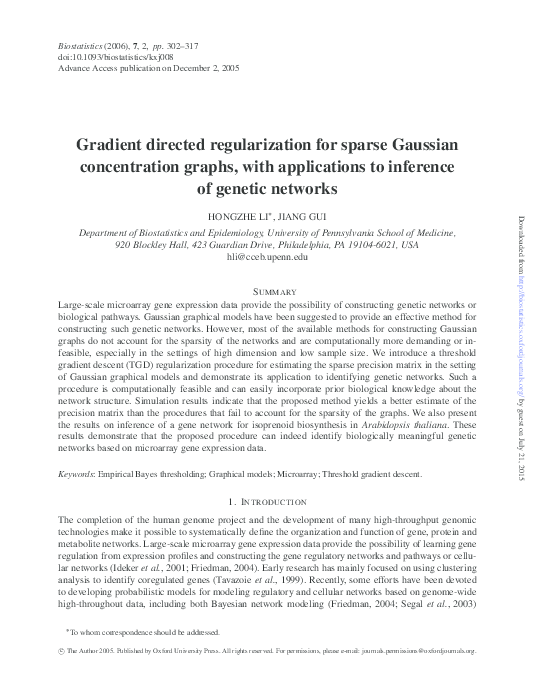 (PDF) Gradient directed regularization for sparse Gaussian concentration graphs, with ...
