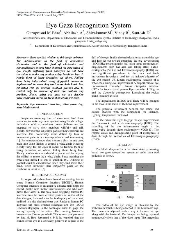 (PDF) Eye Gaze Recognition System