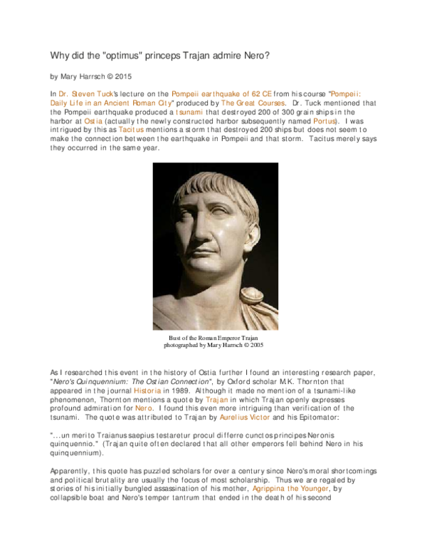 (PDF) Why did the "optimus" princeps Trajan admire Nero