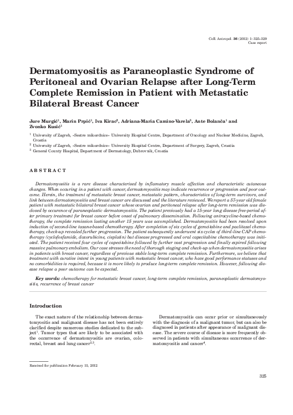 Dermatomyositis Paraneoplastic Syndrome