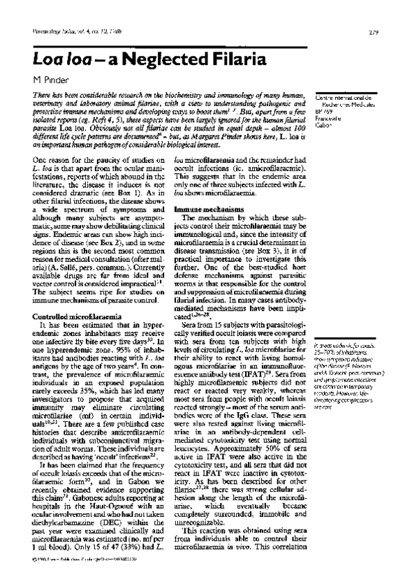 (PDF) Loa loa — a neglected filaria