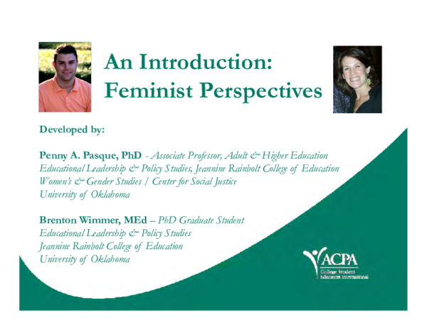 (PDF) An Introduction: Feminist Perspectives