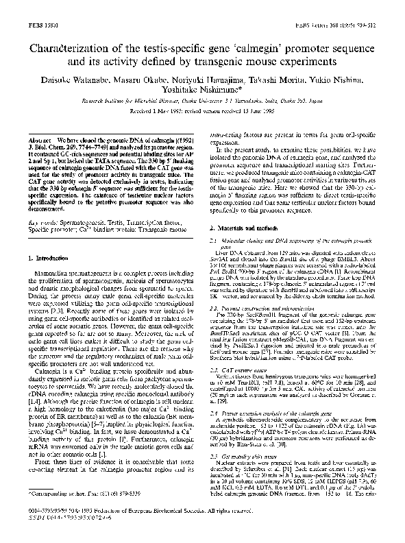 (PDF) Characterization of the testis-specific gene ‘calmegin’ promoter ...
