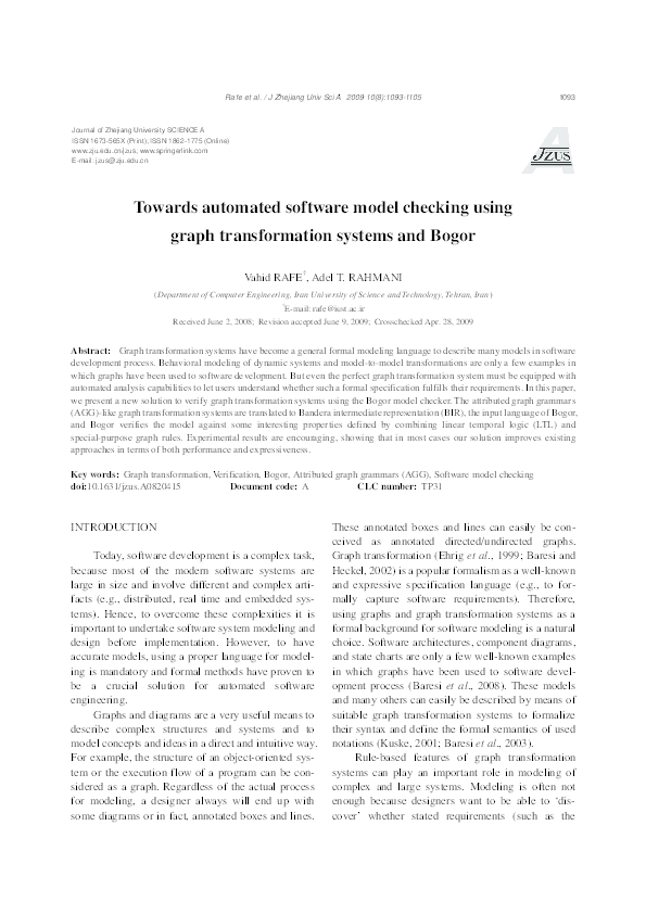 (PDF) Towards automated software model checking using graph transformation systems and Bogor