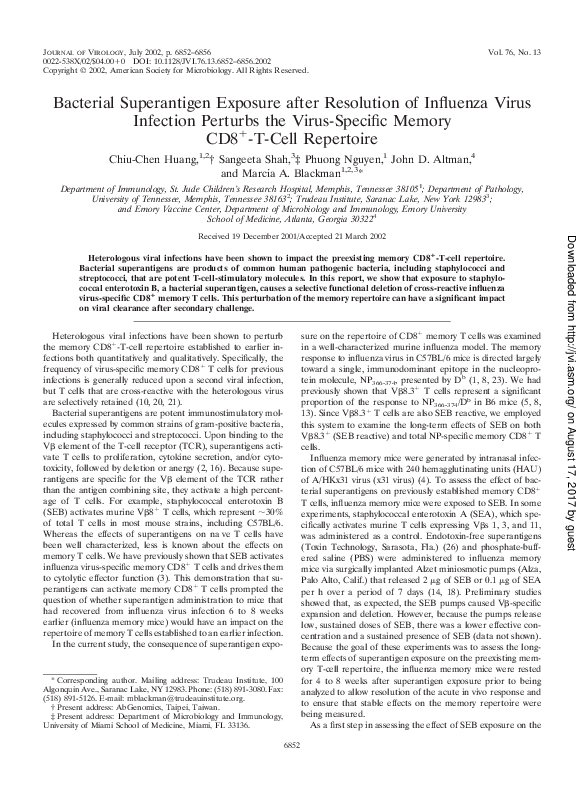 (PDF) Bacterial Superantigen Exposure after Resolution of Influenza ...