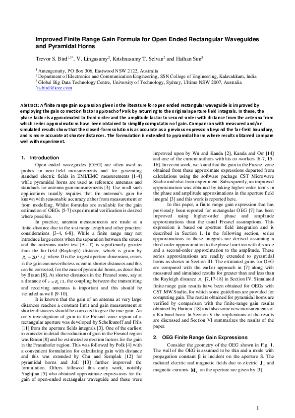 Pdf Improved Finite Range Gain Formula For Open Ended Rectangular