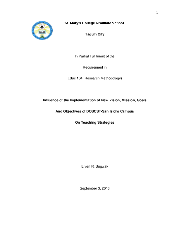 (DOC) Influence of the Implementation of New Vision, Mission, Goals And ...