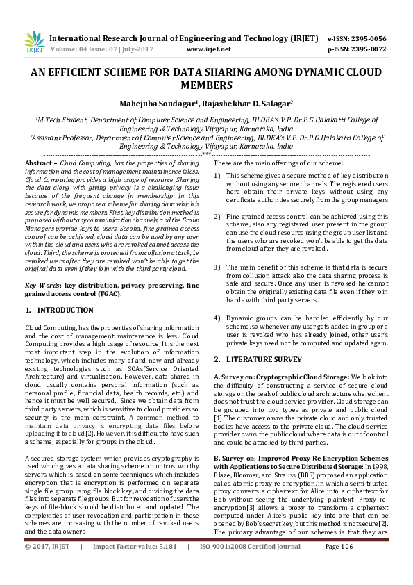 (PDF) AN EFFICIENT SCHEME FOR DATA SHARING AMONG DYNAMIC CLOUD MEMBERS