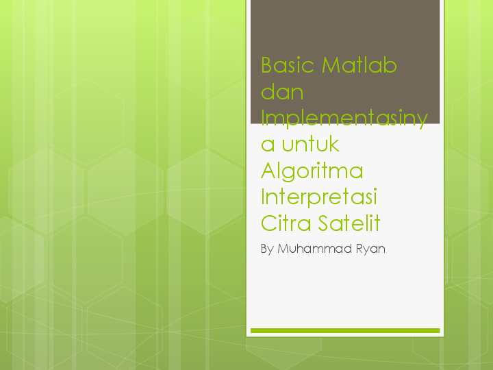(PDF) Basic Matlab dan Implementasinya untuk Algoritma Interpretasi ...