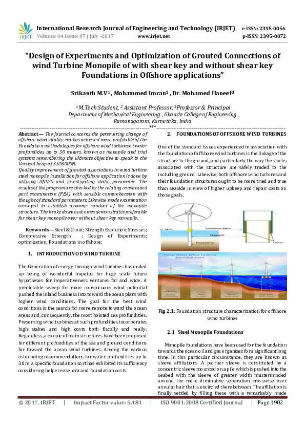 (PDF) " Design of Experiments and Optimization of Grouted Connections ...