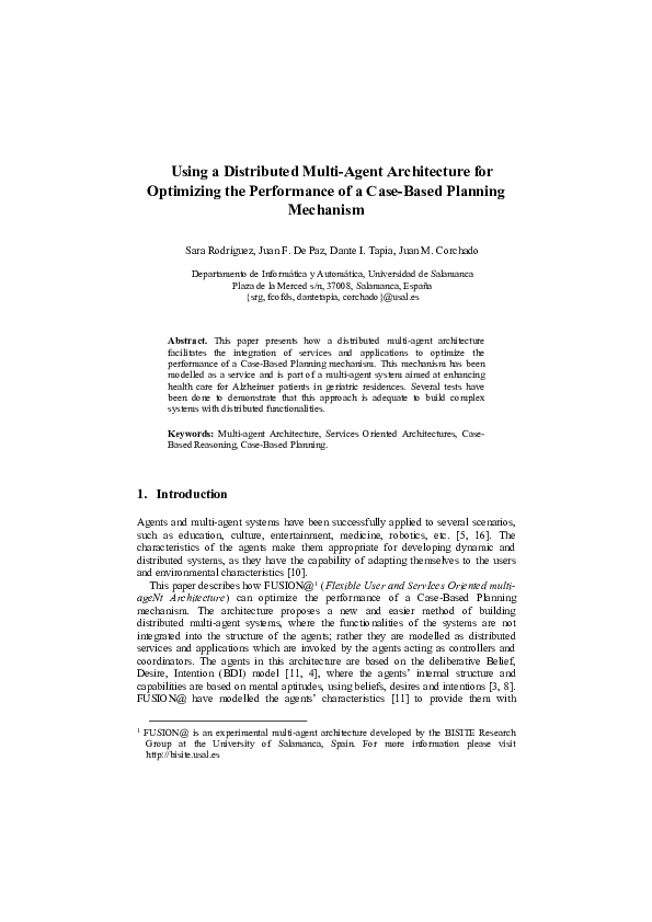 Pdf Using A Distributed Multi Agent Architecture For Optimizing The Performance Of A Case