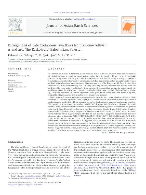 (PDF) Petrogenesis of Late Cretaceous lava flows from a Ceno-Tethyan ...