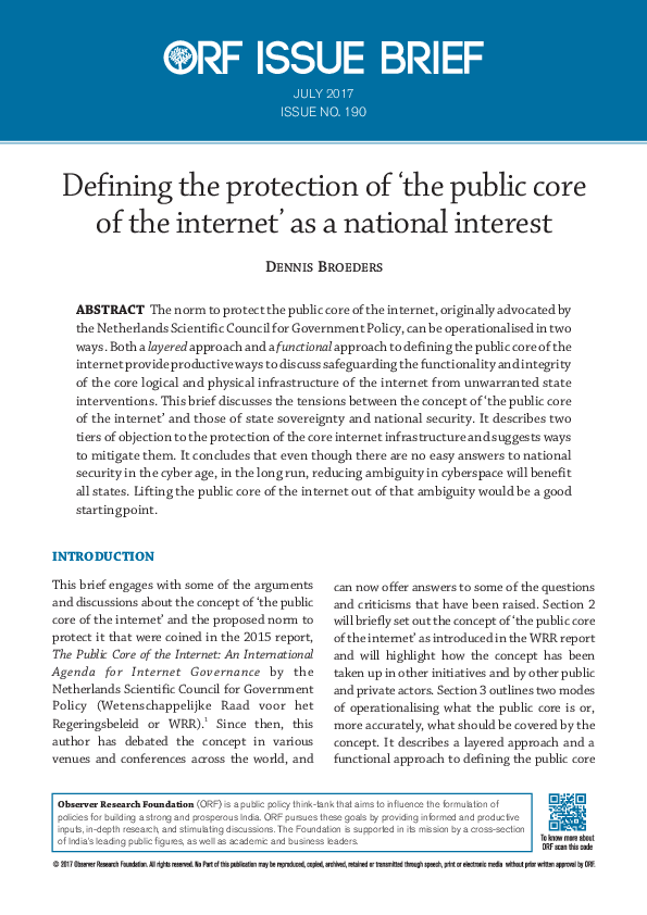 (PDF) Defining the protection of ‘the public core of the internet’ as a ...