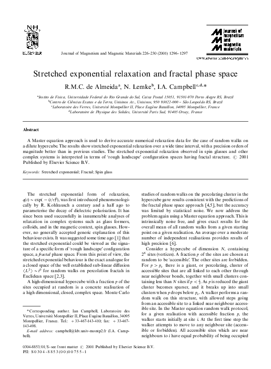 (PDF) Stretched exponential relaxation and fractal phase space