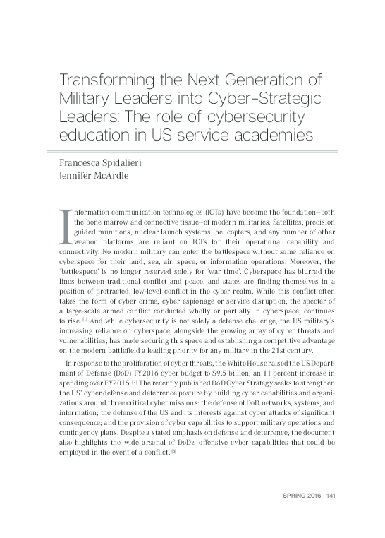 (PDF) Transforming the Next Generation of Military Leaders into Cyber ...