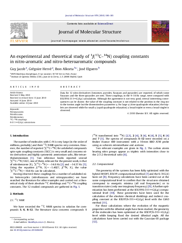 (PDF) An experimental and theoretical study of 1J(13C–14N) coupling ...