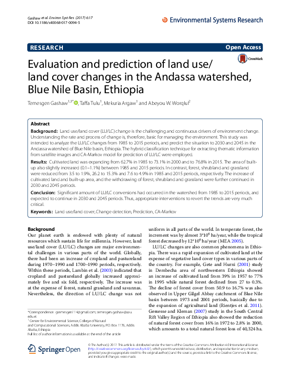 (PDF) Evaluation and prediction of land use/ land cover changes in the ...