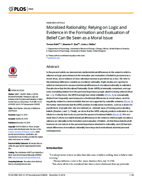 (PDF) Moralized Rationality: Relying on Logic and Evidence in the ...