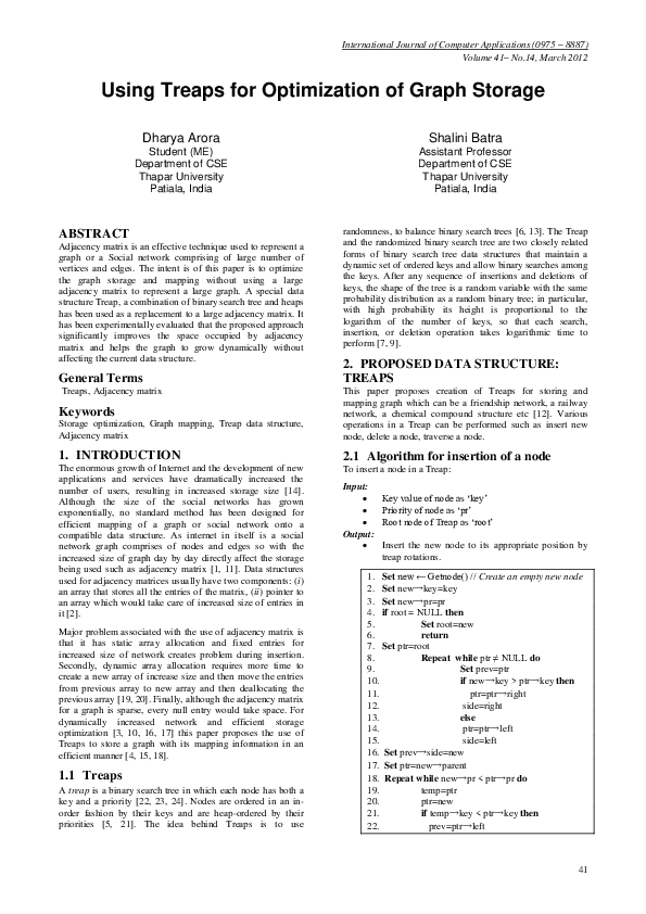 (PDF) Using Treaps for Optimization of Graph Storage