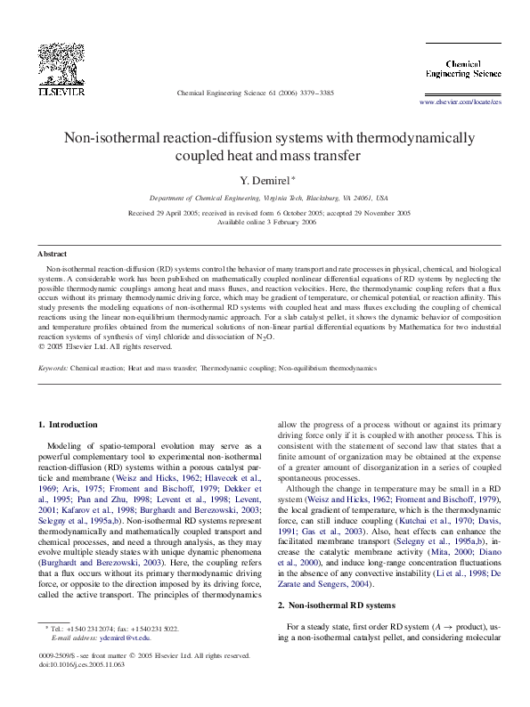 (PDF) Non-isothermal reaction-diffusion systems with thermodynamically coupled heat and mass ...