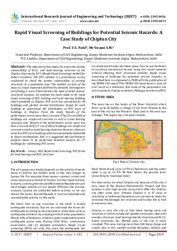 (PDF) Rapid Visual Screening of Buildings for Potential Seismic Hazards ...